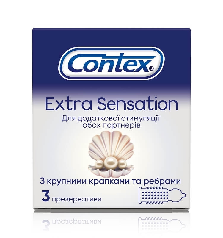 Презервативи 3 шт CONTEX Extra Sensation з крупними крапками та ребрами ...