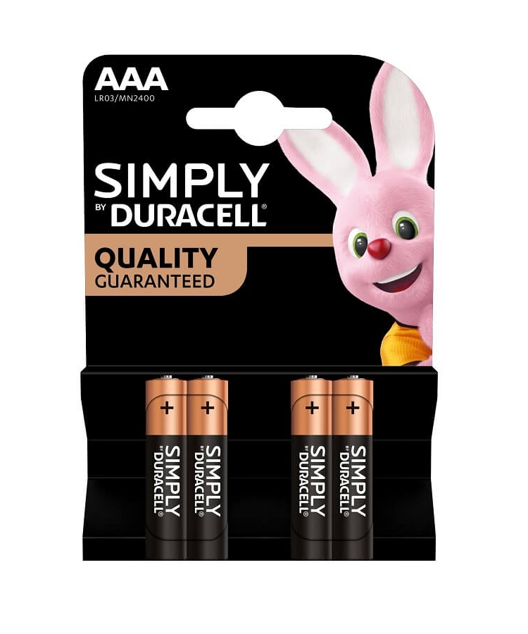 Елемент живлення лужний 4 шт Duracell Simply AАА LR03 купити в Києві та ...