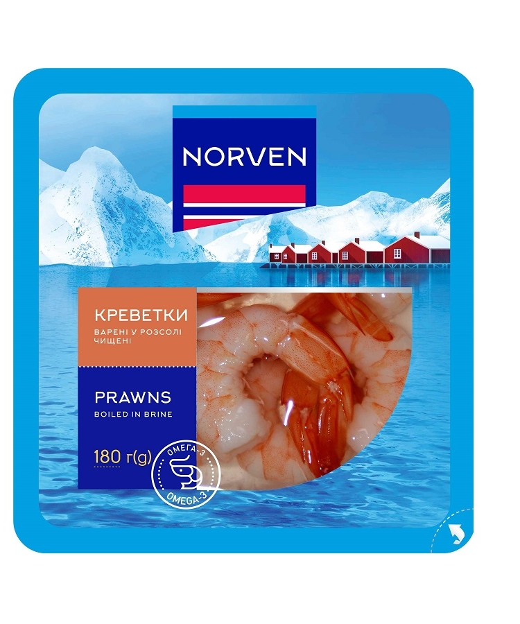 Пресерви 180 г Norven креветки варені у розсолі купити в Києві та ...