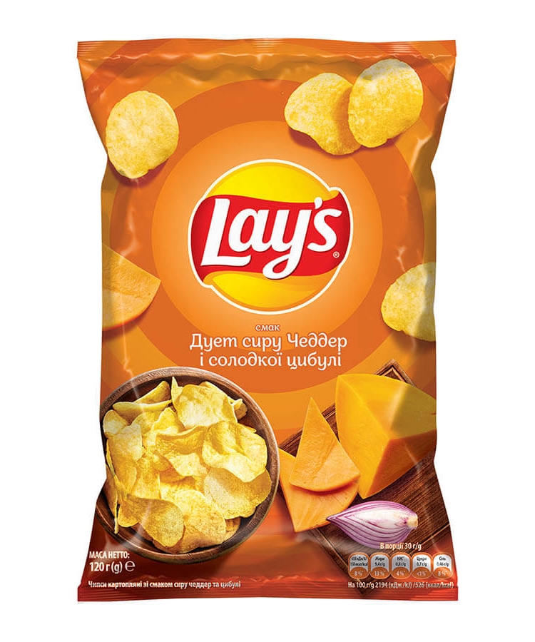 Чіпси 120г Lay's Сир чеддер і цибуля купити в Києві та Україні за ціною ...