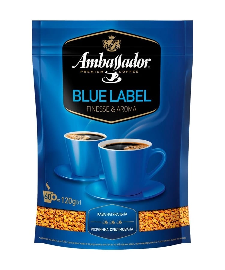 Кава 120г Ambassador Blue Label розчинна сублімована купити в Києві та ...