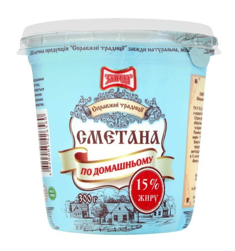 Сметана 300г Злагода По-домашньому 15% купити в Києві та Україні за ...
