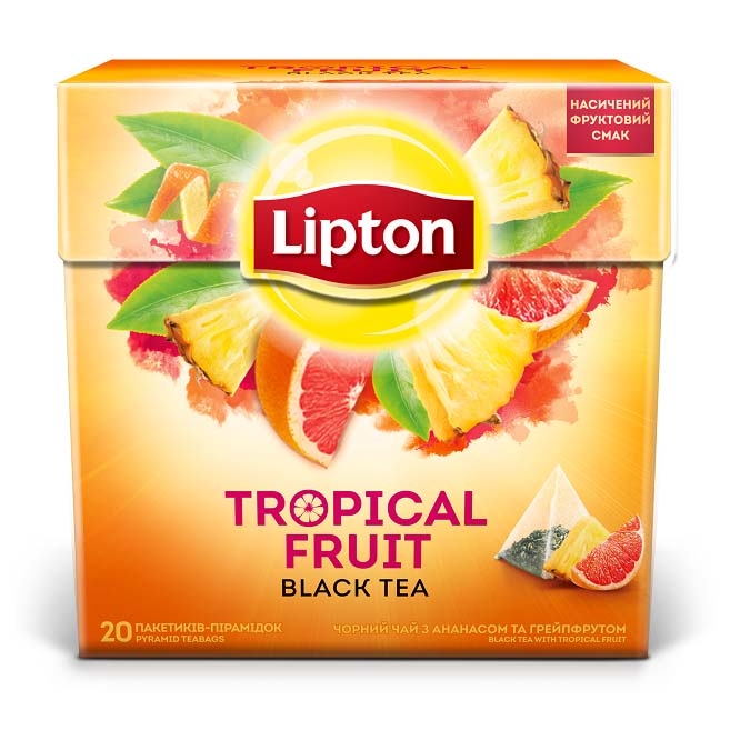 Чай (20 ф/п х 1,8г)Lipton Tropical Fruit чорний ароматизований з ...
