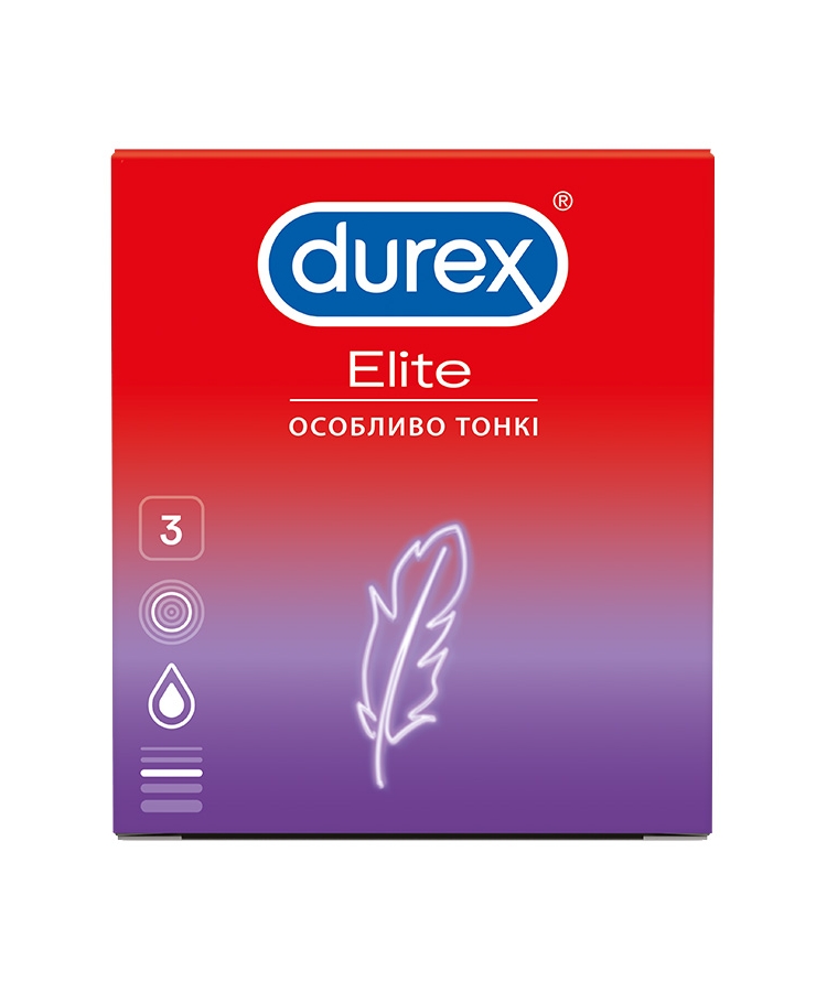 Презервативи 3 шт DUREX Elite супертонкі з натурального латексу № 3 ...