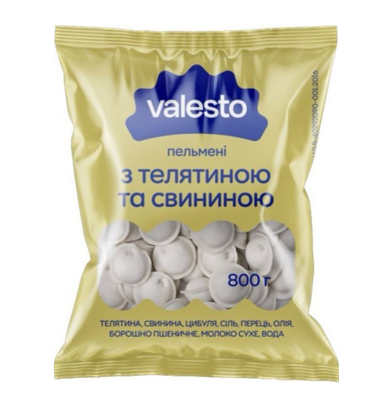 Пельмені 0,8 кг Valesto з телятиною та свининою заморожені п/ет купити ...