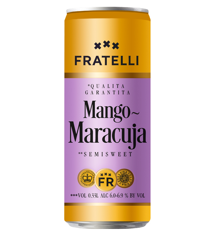 Напій винний 330 мл FRATELLI Манго-Маракуйя напівсолодкий ігристий 6-6 ...