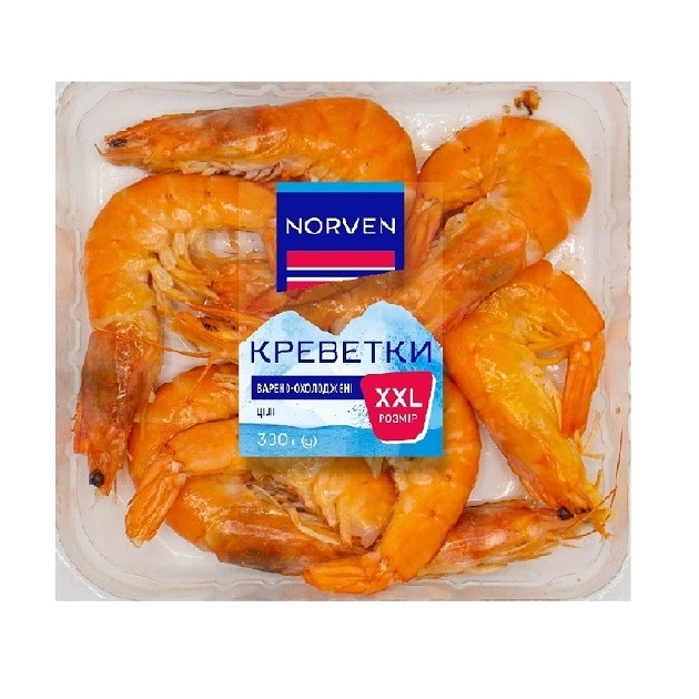 Креветка 300 г Norven ціла охолоджена варена (20-40) п/конт купити в Києві та Україні за ціною ...