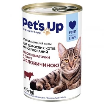 Корм 415 г Своя лінія Pet's Up М'ясні шматоч. в соусі з м'ясом птиці та ...