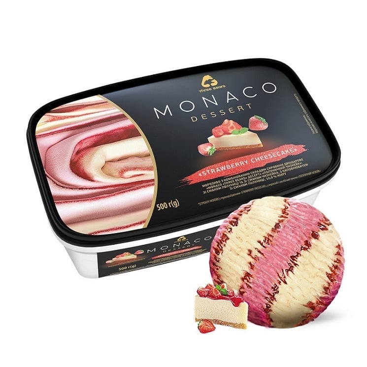 Морозиво 0,5 кг Три Ведмеді Monaco Dessert полуничний чизкейк купити в ...