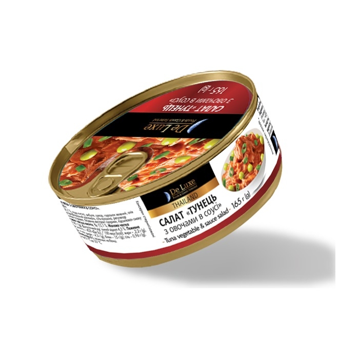 Консерви 165 г De Luxe Foods & Goods Selected салат Тунець з овочами в ...