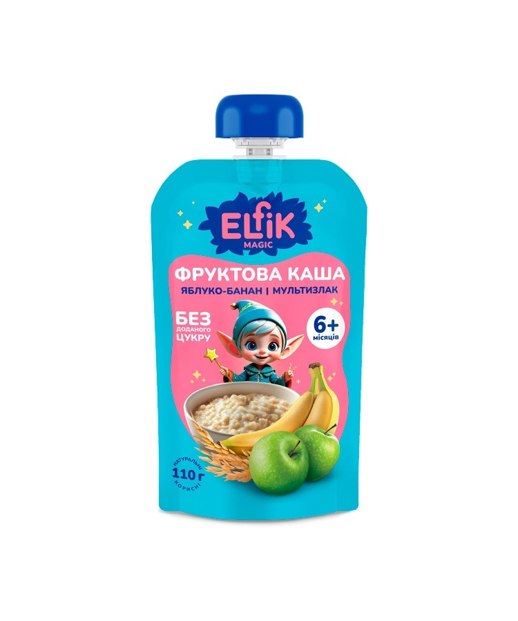 Каша 110 г ELFIK Magic мультизлакова з яблучно-банановим пюре д/пак купити в Києві та Україні за ...