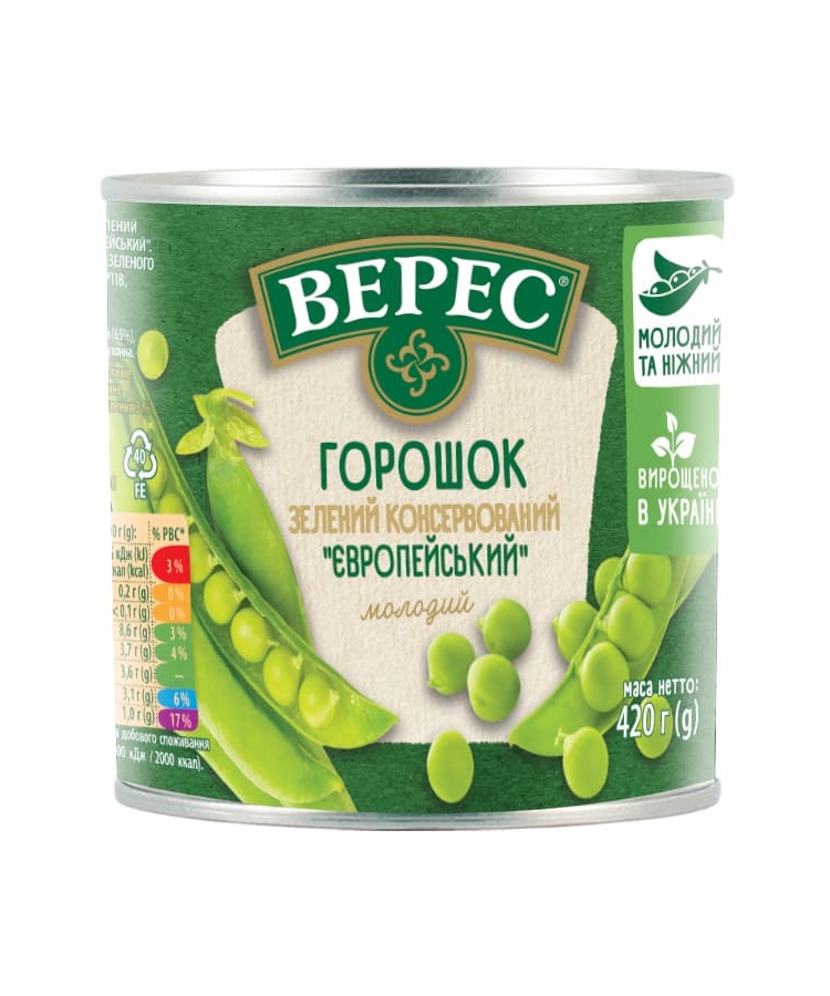 Гoрoшoк зелений 420 г Верес Європейський з б купити в Києві та Україні за ціною від 57 30 грн
