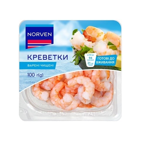 Пресерви 100г Norven креветки вар. чищ.б/х термоформа купити в Києві та ...