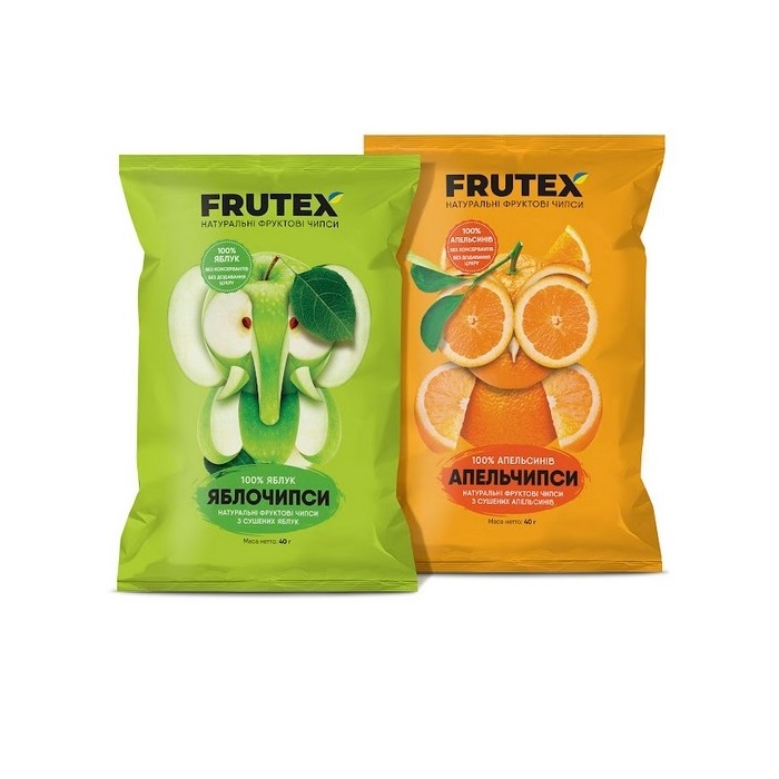 Фруктові чипси 40 г Frutex Апельчипси з сушених апельсинів, Яблочипси з ...