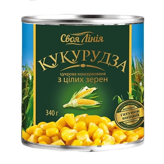 Кукурудза 340г Своя лінія цукрова консервована купити в Києві та ...